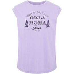 Oklahoma Jeans T-Shirt ' mit Statement-Print aus Jersey ' Damen Gr&ouml;&szlig;e XXL helllila