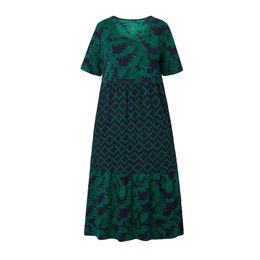 Ulla Popken Kleid Damen Gr&ouml;&szlig;e 58/60 nachtblau / tanne Winterkleid