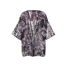 Ulla Popken Kimono Damen Gr&ouml;&szlig;e 9XL/10XL lila / schwarz / transparent