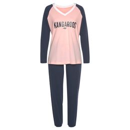 Kangaroos Pyjama Damen Gr&ouml;&szlig;e XS/S marine / rosa / schwarz / wei&szlig; Winterkleid