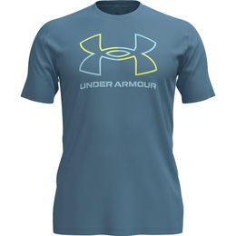 Under Armour Funktionsshirt 'Foundation' Herren Gr&ouml;&szlig;e XXL cyanblau / hellblau / gelb