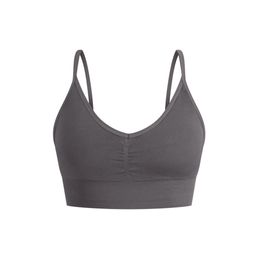 Smilodox Sport Bh Maria Solid Scrunch Adjustable Damen Gr&ouml;&szlig;e S anthrazit / wei&szlig;