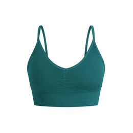 Smilodox Sport Bh Maria Solid Scrunch Adjustable Damen Gr&ouml;&szlig;e L dunkelgr&uuml;n / wei&szlig;