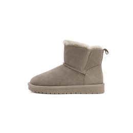 Derimod Ankle Boots Damen Gr&ouml;&szlig;e 38 taupe / wollwei&szlig; Winterschuhe