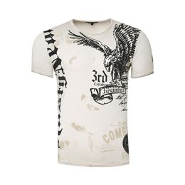 Rusty Neal T-Shirt mit modernem Front & Back Print 'American Eagle' Herren Gr&ouml;&szlig;e XXL beige
