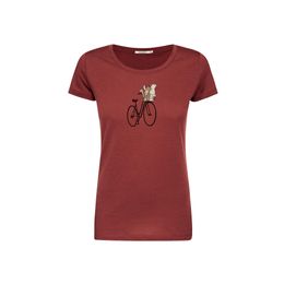 Greenbomb T-Shirt 'Bike Cats Basket' Damen Gr&ouml;&szlig;e M beige / rot / schwarz