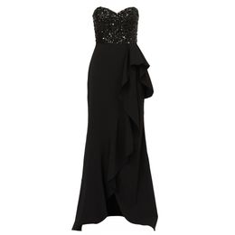 Adrianna Papell Langes Abendkleid 'Strapless Bead Mesh Dress' Damen Gr&ouml;&szlig;e 42 schwarz Winterkleid