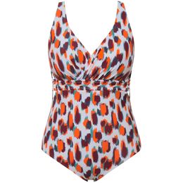 Ulla Popken Badeanzug Damen Gr&ouml;&szlig;e 7XL hellblau / gr&uuml;n / orange / dunkelrot