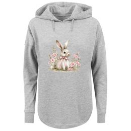 F4NT4STIC Sweatshirt 'Niedlicher Osterhase mit Blu' Damen Gr&ouml;&szlig;e XS grau / gr&uuml;n / rosa