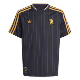 adidas originals T-Shirt 'Manchester United Terrace Icons' Jungen Gr&ouml;&szlig;e 152 goldgelb / helllila / schwarz