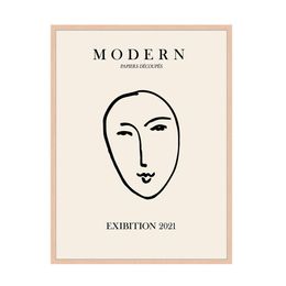 Liv Corday Bild 'Modern Line Art' Herren Gr&ouml;&szlig;e 30x40 hellbraun / schwarz / wei&szlig;