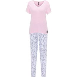 Bruno Banani Pyjama 'Mason' Damen Gr&ouml;&szlig;e L himmelblau / dunkellila / rosa / schwarz / wei&szlig; Winterkleid