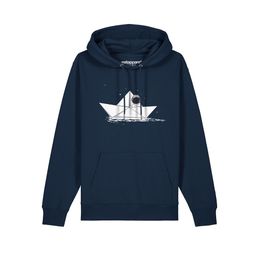 Watapparel Sweatshirt ' Astronaut in paper boat ' Herren Gr&ouml;&szlig;e XS navy / wei&szlig;