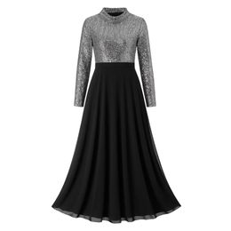 Modamihram Abendkleid Damen Gr&ouml;&szlig;e 40 schwarz / silber Winterkleid
