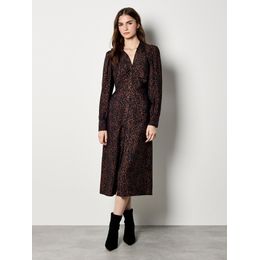 Apricot Animal Print Ruched Shirt Midi Dress ' ' Damen Gr&ouml;&szlig;e 42 braun Winterkleid