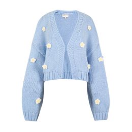 Apricot Strickjacke 'Applique Daisies Chunky' Damen Gr&ouml;&szlig;e S blau