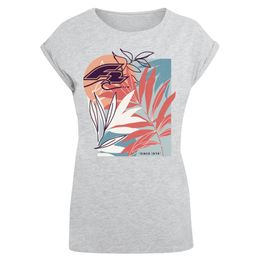 F 2 F2 T-Shirt 'F2 Beach Vibes Sommer Style' Damen Gr&ouml;&szlig;e S hellblau / grau / orange / wei&szlig;