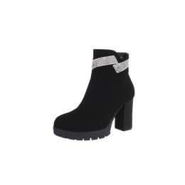 Ital-Design Stiefelette Damen Gr&ouml;&szlig;e 38 schwarz / silber Winterschuhe