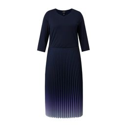Ulla Popken Kleid Damen Gr&ouml;&szlig;e 50/52 taubenblau / dunkelblau Winterkleid