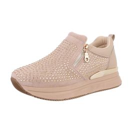 Ital-Design Sneaker Damen Gr&ouml;&szlig;e 36 hellbraun / gold