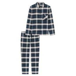 Schiesser Pyjama 'Selected Premium Warming' Herren Gr&ouml;&szlig;e M nachtblau / wei&szlig;