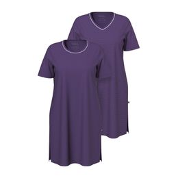 Ulla Popken Nachthemd Damen Gr&ouml;&szlig;e L/XL brombeer / wei&szlig;