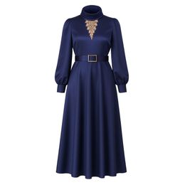 Modamihram Kleid Damen Gr&ouml;&szlig;e 42 indigo / gold Winterkleid