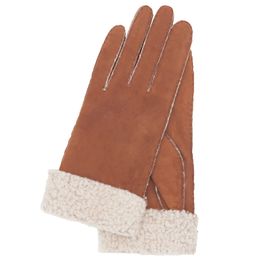 Kessler Fingerhandschuh 'Edda' Damen Gr&ouml;&szlig;e L karamell / naturwei&szlig;