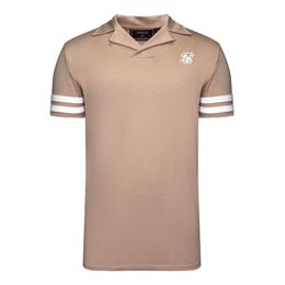 SikSilk Poloshirt 'Revere' Herren Gr&ouml;&szlig;e L beige / wei&szlig;