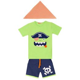 Denokids 3tlg. Set aus Bandana, T-Shirt, Shorts Jungen Gr&ouml;&szlig;e 122 hellgr&uuml;n