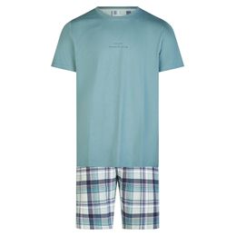 Phil & Co. Berlin Pyjama 'Weekend' Herren Gr&ouml;&szlig;e XL t&uuml;rkis / grau / wei&szlig;