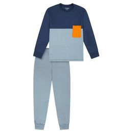 Schiesser Schlafanzug 'Teens Nightwear' Jungen Gr&ouml;&szlig;e 164 navy / hellblau / orange