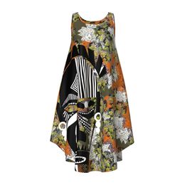 Ulla Popken Kleid Damen Gr&ouml;&szlig;e 46/48 oliv / dunkelorange / schwarz / wei&szlig; Winterkleid