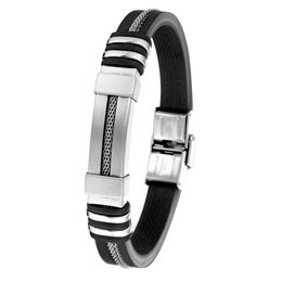 Lucardi Armband Herren Gr&ouml;&szlig;e 19 schwarz / silber