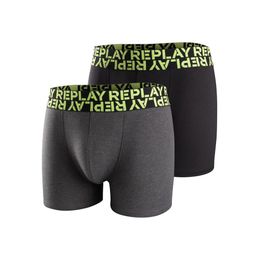 Replay Boxershorts Herren Gr&ouml;&szlig;e S dunkelgrau / neongr&uuml;n / schwarz