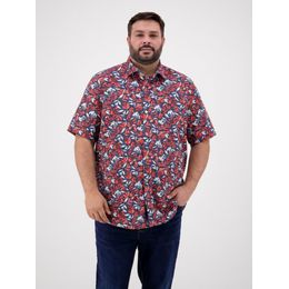 Lerros 1/2 Arm Hemd mit floralem Print in gro&szlig;en Gr&ouml;&szlig;en Herren Gr&ouml;&szlig;e XXXL rot