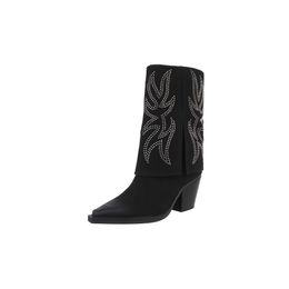 Ital-Design Cowboystiefel Damen Gr&ouml;&szlig;e 40 schwarz / silber Winterschuhe