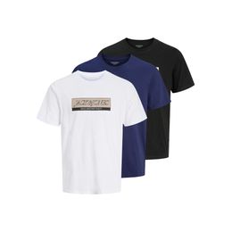 Jack & Jones Jack & Jones T-Shirt 'JJInwood' Herren Gr&ouml;&szlig;e XL beige / dunkelblau / schwarz / wei&szlig;