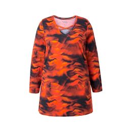 Ulla Popken Longshirt Damen Gr&ouml;&szlig;e L/XL orangerot / schwarz