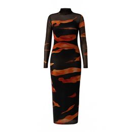 Woman Vision Kleid Damen Gr&ouml;&szlig;e 38 cognac / ocker / schwarz Winterkleid