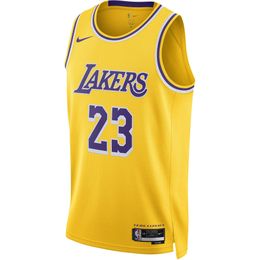Nike Trikot 'LeBron James Los Angeles Lakers' Herren Gr&ouml;&szlig;e M gelb / dunkellila / wei&szlig;
