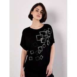 Apricot T-Shirt Damen Gr&ouml;&szlig;e M schwarz / silber