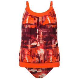 Ulla Popken Tankini Damen Gr&ouml;&szlig;e 7XL apricot / weinrot / feuerrot