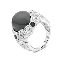 Tony Fein Ring 'Solit&auml;r Onyx' Damen Gr&ouml;&szlig;e 56 silber