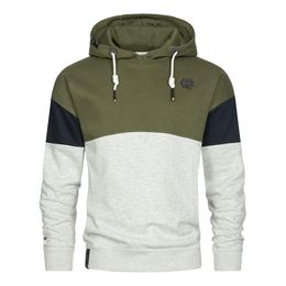 INDICODE Jeans Sweatshirt 'Ziggy' Herren Gr&ouml;&szlig;e XL blau / gr&uuml;n / wei&szlig;