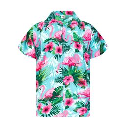 King Kameha Shirt 'Flamingo Flowers' Herren Gr&ouml;&szlig;e S t&uuml;rkis