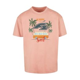 F 2 F2 T-Shirt 'Be Happy And Surf Bulli Sommer' Herren Gr&ouml;&szlig;e XL gr&uuml;n / orange / koralle / rot / schwarz