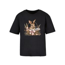 F4NT4STIC T-Shirt 'Osterhasen Korb Dekor' Damen Gr&ouml;&szlig;e M nude / hellbraun / schwarz