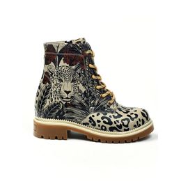 Goby Schn&uuml;rstiefel 'Women's shoes Goby ankle boots NJR129 with leopard pattern' Damen Gr&ouml;&szlig;e 36 bunt Winterschuhe
