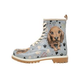 DOGO Schn&uuml;rstiefel 'Hello My Hooman' Damen Gr&ouml;&szlig;e 40 blau Winterschuhe